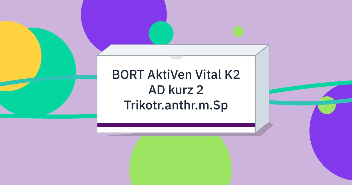 Symbolbild: Packung mit der Aufschrift BORT AktiVen Vital K2 AD kurz 2 Trikotr.anthr.m.Sp (PZN 13728565) – Verfügbarkeit und Bezug in Apotheken in Frankfurt am Main