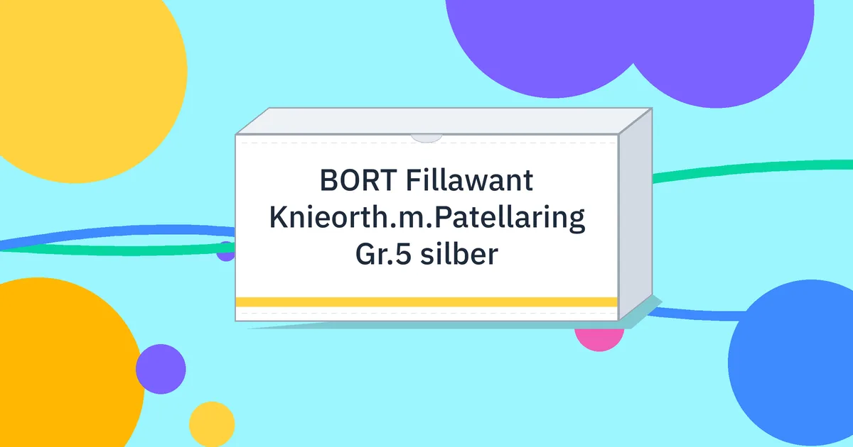 Symbolbild: Packung mit der Aufschrift BORT Fillawant Knieorth.m.Patellaring Gr.5 silber (PZN 16843692) – Verfügbarkeit und Bezug in Apotheken in Frankfurt am Main