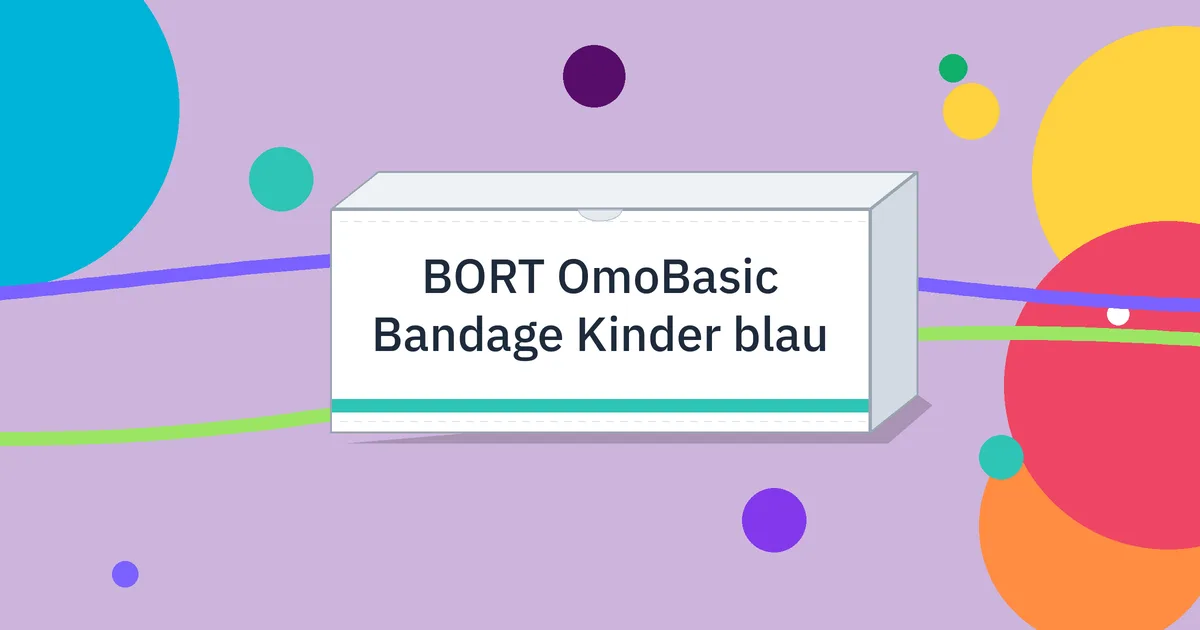 Symbolbild: Packung mit der Aufschrift BORT OmoBasic Bandage Kinder blau (PZN 09940609) – Verfügbarkeit und Bezug in Apotheken in Frankfurt am Main