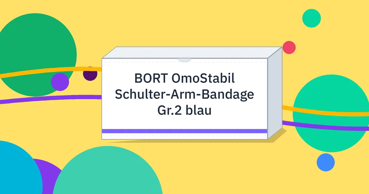 Symbolbild: Packung mit der Aufschrift BORT OmoStabil Schulter-Arm-Bandage Gr.2 blau (PZN 02493917) – Verfügbarkeit und Bezug in Apotheken in Frankfurt am Main