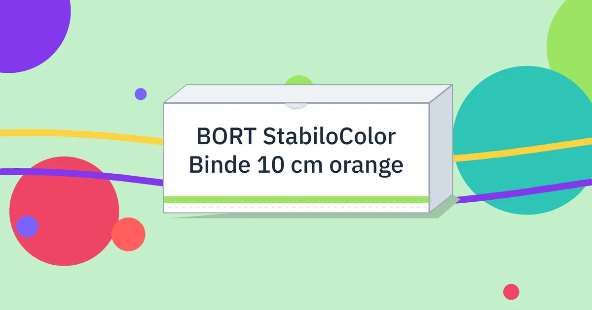 Symbolbild: Packung mit der Aufschrift BORT StabiloColor Binde 10 cm orange (PZN 07672317) – Verfügbarkeit und Bezug in Apotheken in Frankfurt am Main