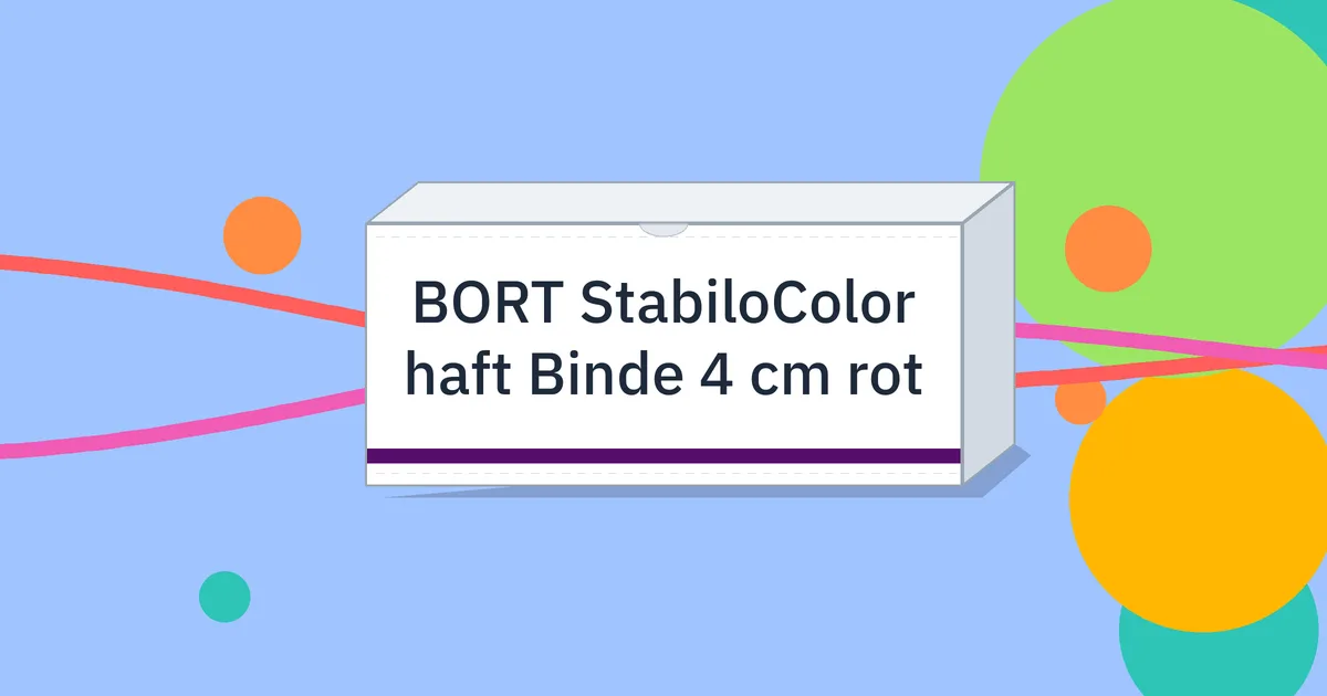 Symbolbild: Packung mit der Aufschrift BORT StabiloColor haft Binde 4 cm rot (PZN 08829399) – Verfügbarkeit und Bezug in Apotheken in Frankfurt am Main
