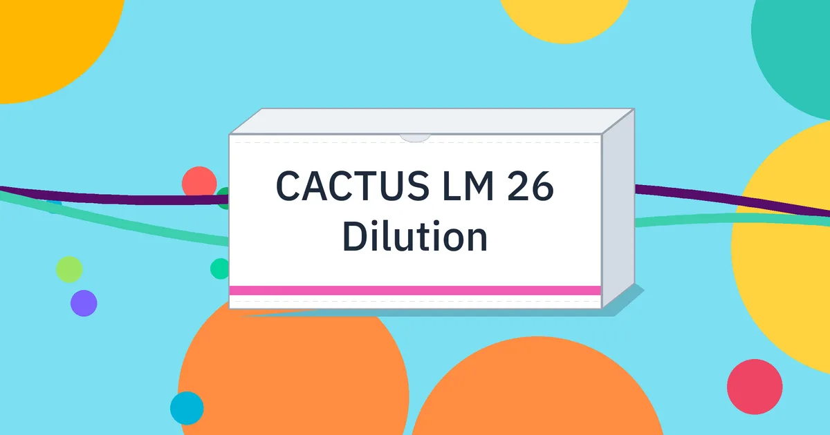 Symbolbild: Packung mit der Aufschrift CACTUS LM 26 Dilution (PZN 12797564) – Verfügbarkeit und Bezug in Apotheken in Frankfurt am Main