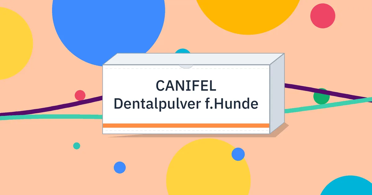 Symbolbild: Packung mit der Aufschrift CANIFEL Dentalpulver f.Hunde (PZN 20389885) – Verfügbarkeit und Bezug in Apotheken in Frankfurt am Main