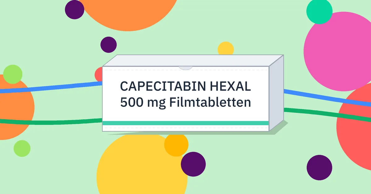 Symbolbild: Packung mit der Aufschrift CAPECITABIN HEXAL 500 mg Filmtabletten (PZN 10002253) – Verfügbarkeit und Bezug in Apotheken in Frankfurt am Main