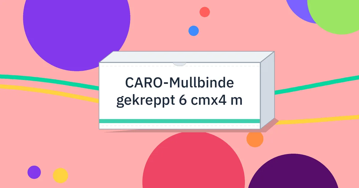 Symbolbild: Packung mit der Aufschrift CARO-Mullbinde gekreppt 6 cmx4 m (PZN 11670502) – Verfügbarkeit und Bezug in Apotheken in Frankfurt am Main