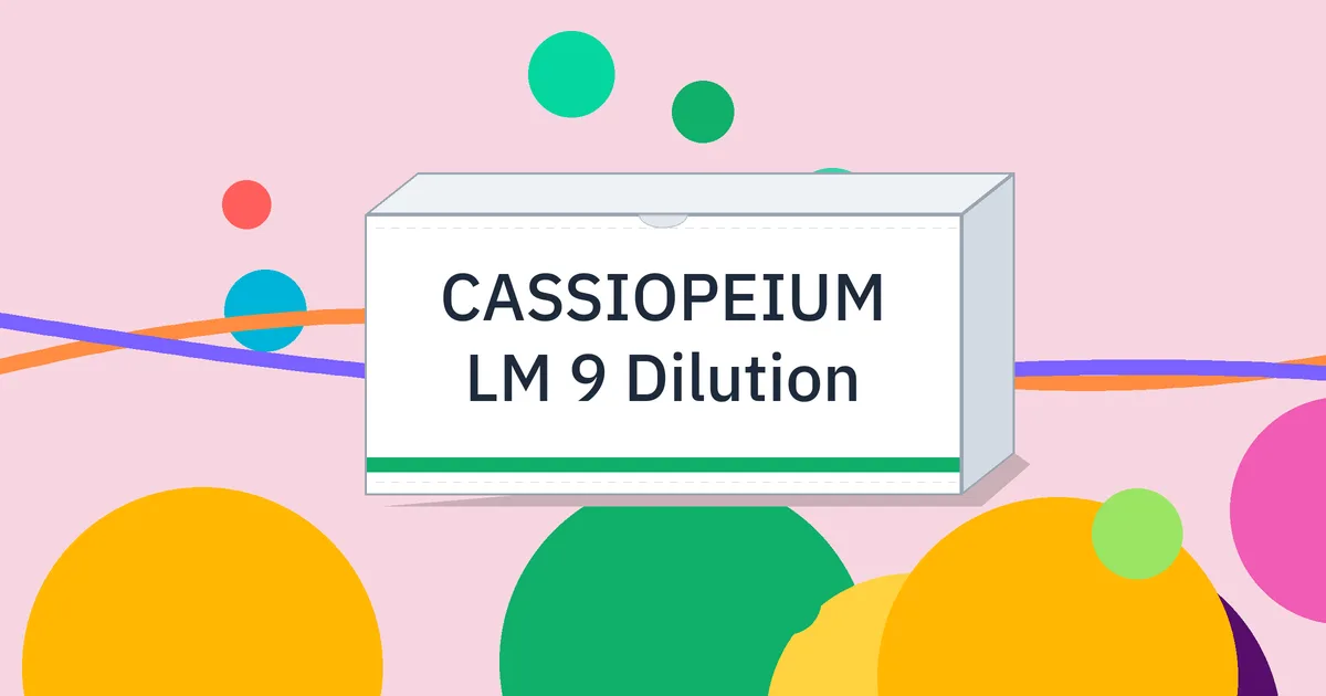 Symbolbild: Packung mit der Aufschrift CASSIOPEIUM LM 9 Dilution (PZN 13433806) – Verfügbarkeit und Bezug in Apotheken in Frankfurt am Main