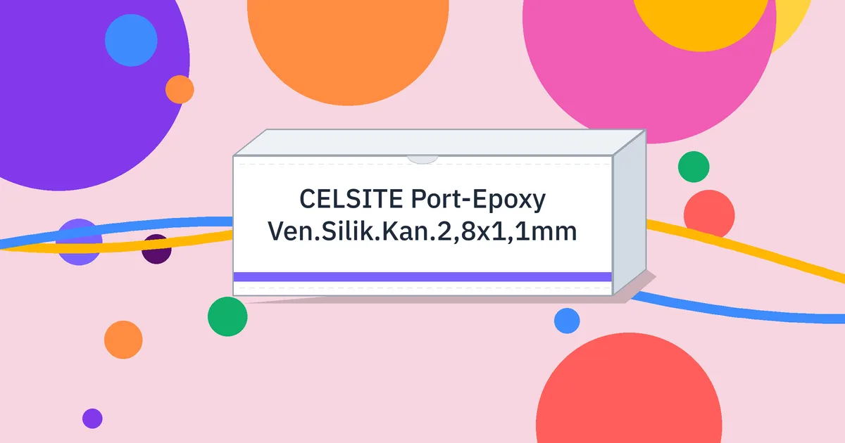 Symbolbild: Packung mit der Aufschrift CELSITE Port-Epoxy Ven.Silik.Kan.2,8x1,1mm (PZN 01057841) – Verfügbarkeit und Bezug in Apotheken in Frankfurt am Main