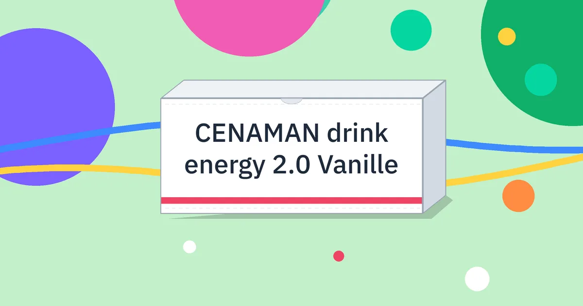 Symbolbild: Packung mit der Aufschrift CENAMAN drink energy 2.0 Vanille (PZN 13711027) – Verfügbarkeit und Bezug in Apotheken in Frankfurt am Main