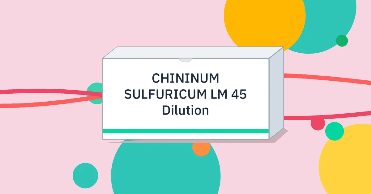Symbolbild: Packung mit der Aufschrift CHININUM SULFURICUM LM 45 Dilution (PZN 12816215) – Verfügbarkeit und Bezug in Apotheken in Frankfurt am Main