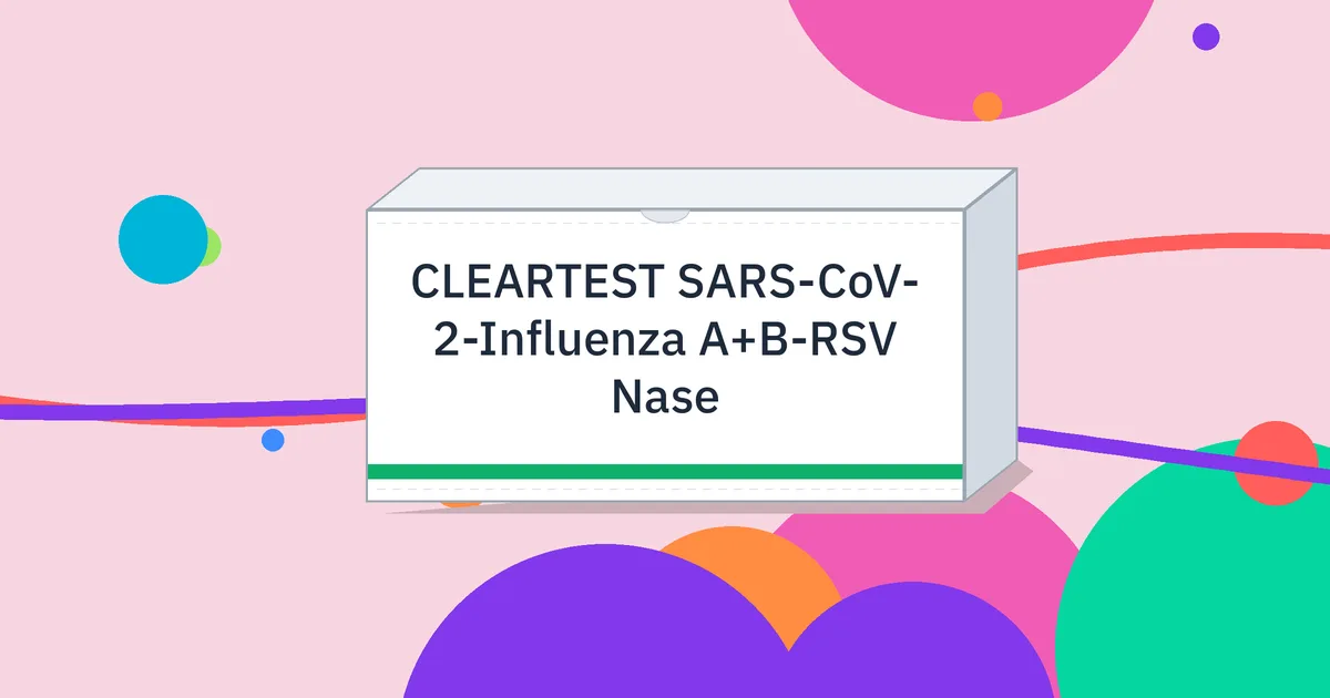 Symbolbild: Packung mit der Aufschrift CLEARTEST SARS-CoV-2-Influenza A+B-RSV Nase (PZN 18734091) – Verfügbarkeit und Bezug in Apotheken in Frankfurt am Main