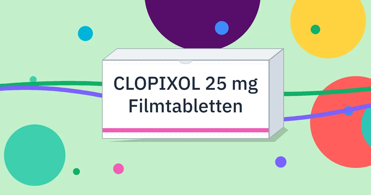 Symbolbild: Packung mit der Aufschrift CLOPIXOL 25 mg Filmtabletten (PZN 02752543) – Verfügbarkeit und Bezug in Apotheken in Frankfurt am Main