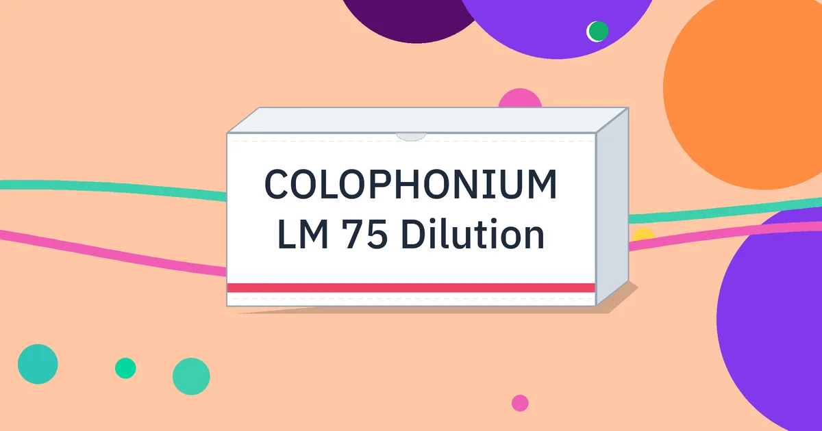 Symbolbild: Packung mit der Aufschrift COLOPHONIUM LM 75 Dilution (PZN 13448564) – Verfügbarkeit und Bezug in Apotheken in Frankfurt am Main