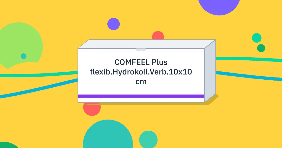 Symbolbild: Packung mit der Aufschrift COMFEEL Plus flexib.Hydrokoll.Verb.10x10 cm (PZN 17569431) – Verfügbarkeit und Bezug in Apotheken in Frankfurt am Main