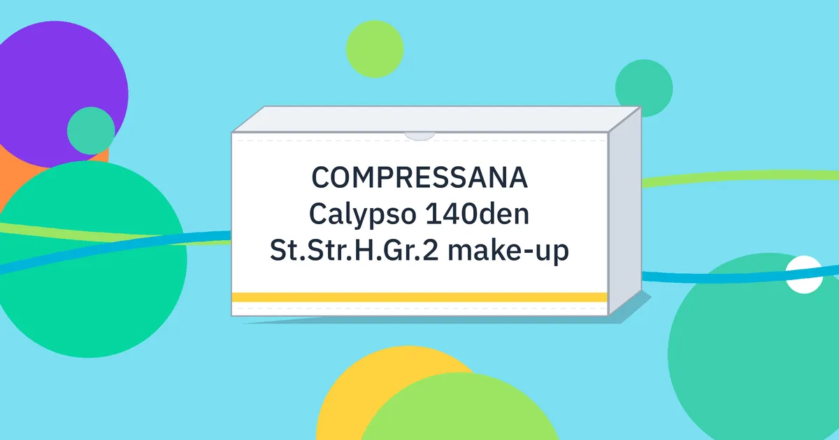 Symbolbild: Packung mit der Aufschrift COMPRESSANA Calypso 140den St.Str.H.Gr.2 make-up (PZN 05704616) – Verfügbarkeit und Bezug in Apotheken in Frankfurt am Main