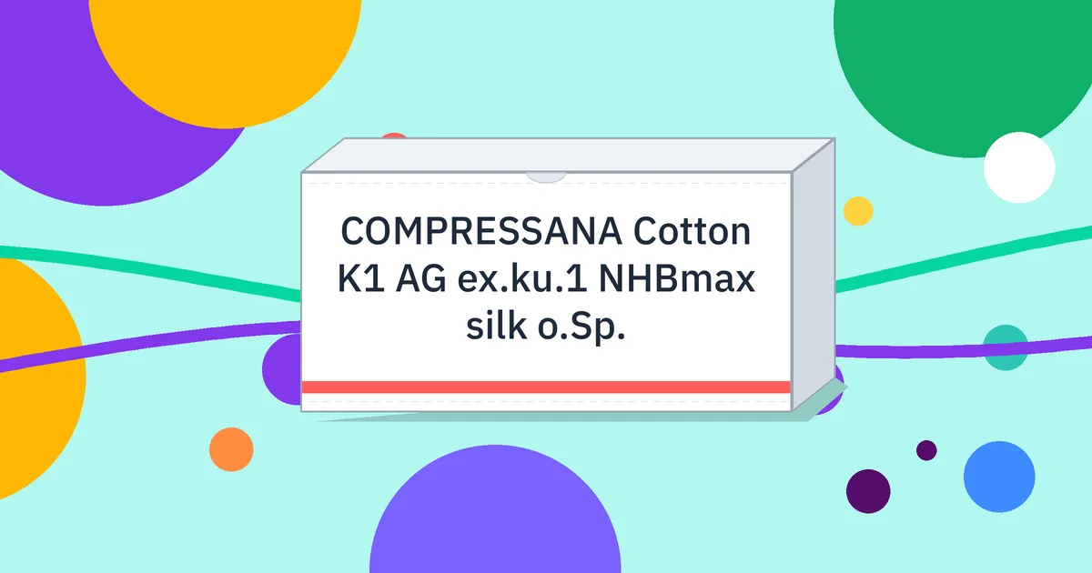 Symbolbild: Packung mit der Aufschrift COMPRESSANA Cotton K1 AG ex.ku.1 NHBmax silk o.Sp. (PZN 11394999) – Verfügbarkeit und Bezug in Apotheken in Frankfurt am Main
