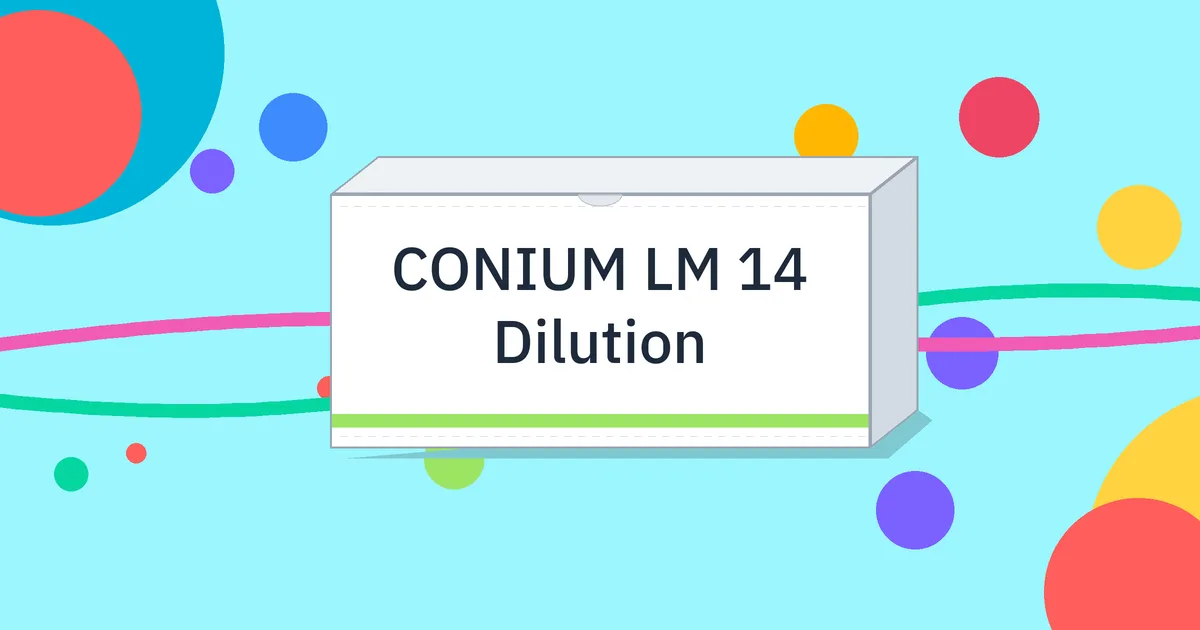 Symbolbild: Packung mit der Aufschrift CONIUM LM 14 Dilution (PZN 12833099) – Verfügbarkeit und Bezug in Apotheken in Frankfurt am Main