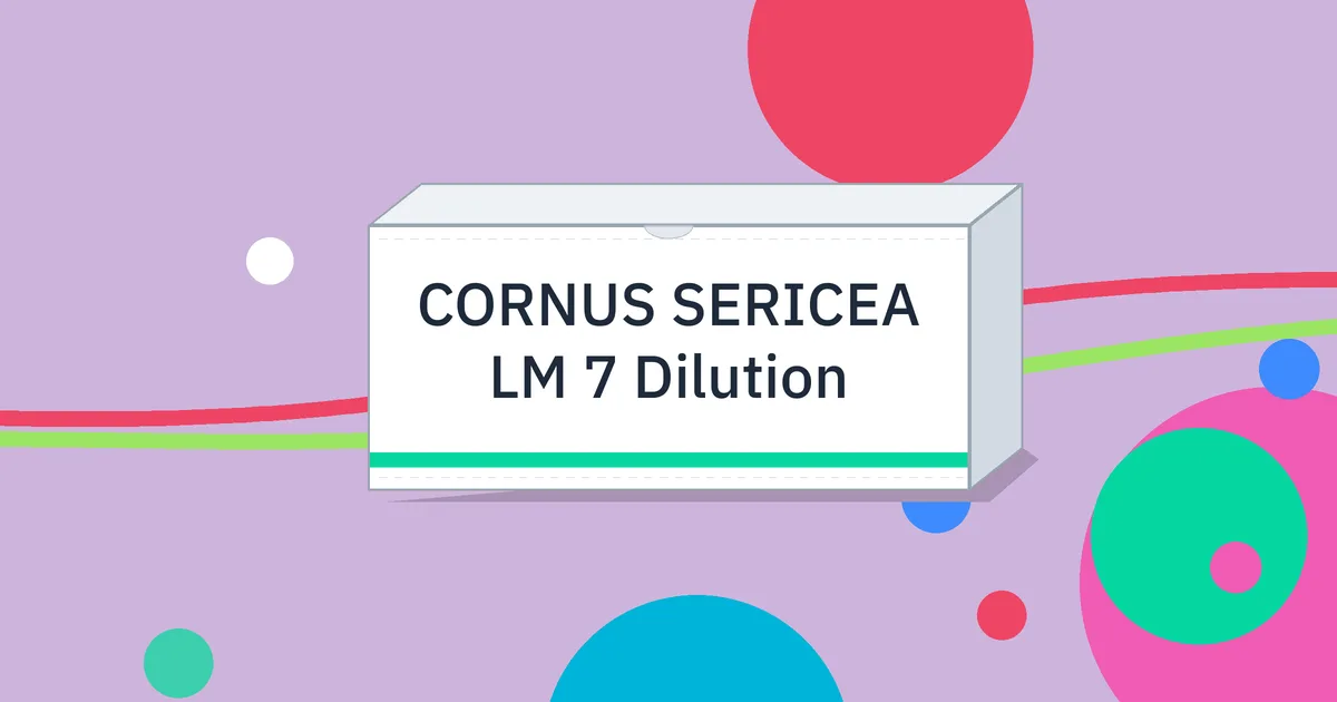 Symbolbild: Packung mit der Aufschrift CORNUS SERICEA LM 7 Dilution (PZN 13452991) – Verfügbarkeit und Bezug in Apotheken in Frankfurt am Main
