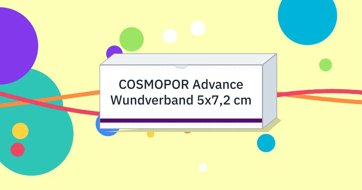 Symbolbild: Packung mit der Aufschrift COSMOPOR Advance Wundverband 5x7,2 cm (PZN 09330236) – Verfügbarkeit und Bezug in Apotheken in Frankfurt am Main