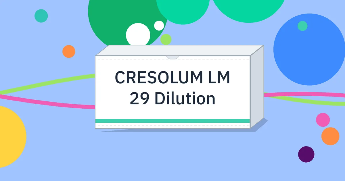 Symbolbild: Packung mit der Aufschrift CRESOLUM LM 29 Dilution (PZN 13456523) – Verfügbarkeit und Bezug in Apotheken in Frankfurt am Main