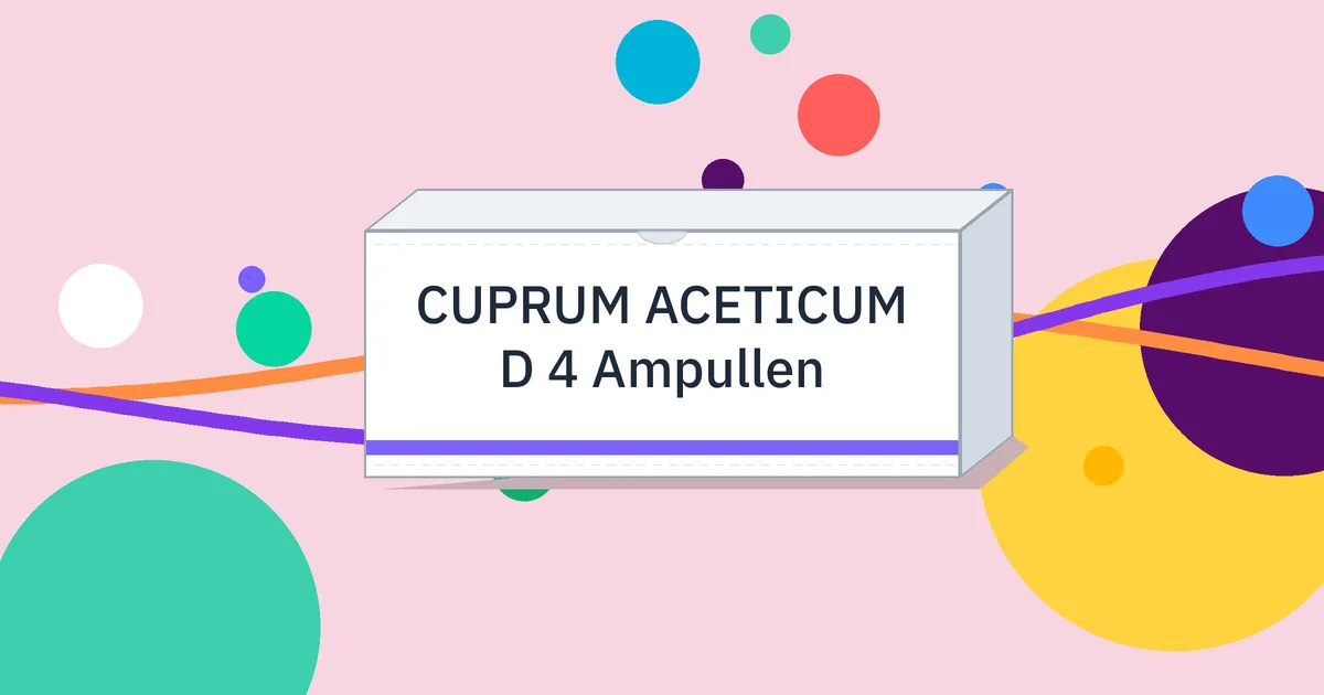 Symbolbild: Packung mit der Aufschrift CUPRUM ACETICUM D 4 Ampullen (PZN 11705525) – Verfügbarkeit und Bezug in Apotheken in Frankfurt am Main