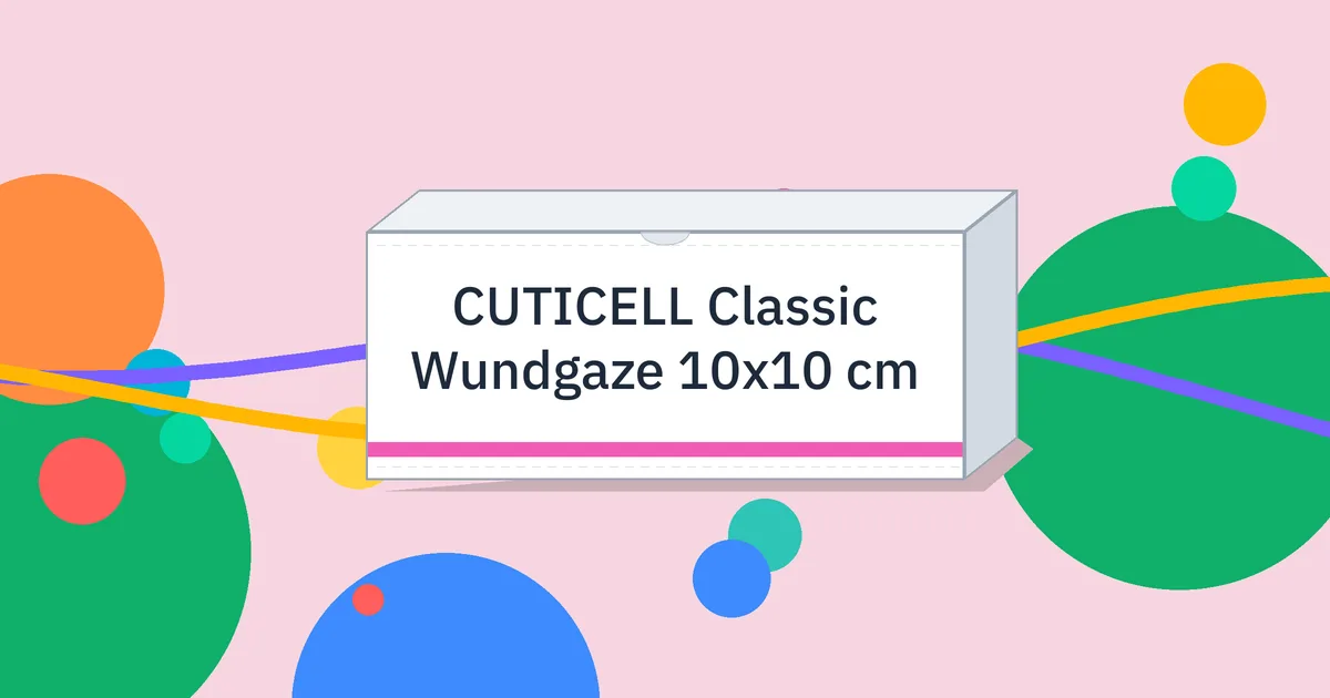 Symbolbild: Packung mit der Aufschrift CUTICELL Classic Wundgaze 10x10 cm (PZN 12655812) – Verfügbarkeit und Bezug in Apotheken in Frankfurt am Main
