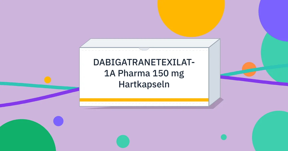 Symbolbild: Packung mit der Aufschrift DABIGATRANETEXILAT-1A Pharma 150 mg Hartkapseln (PZN 18121342) – Verfügbarkeit und Bezug in Apotheken in Frankfurt am Main