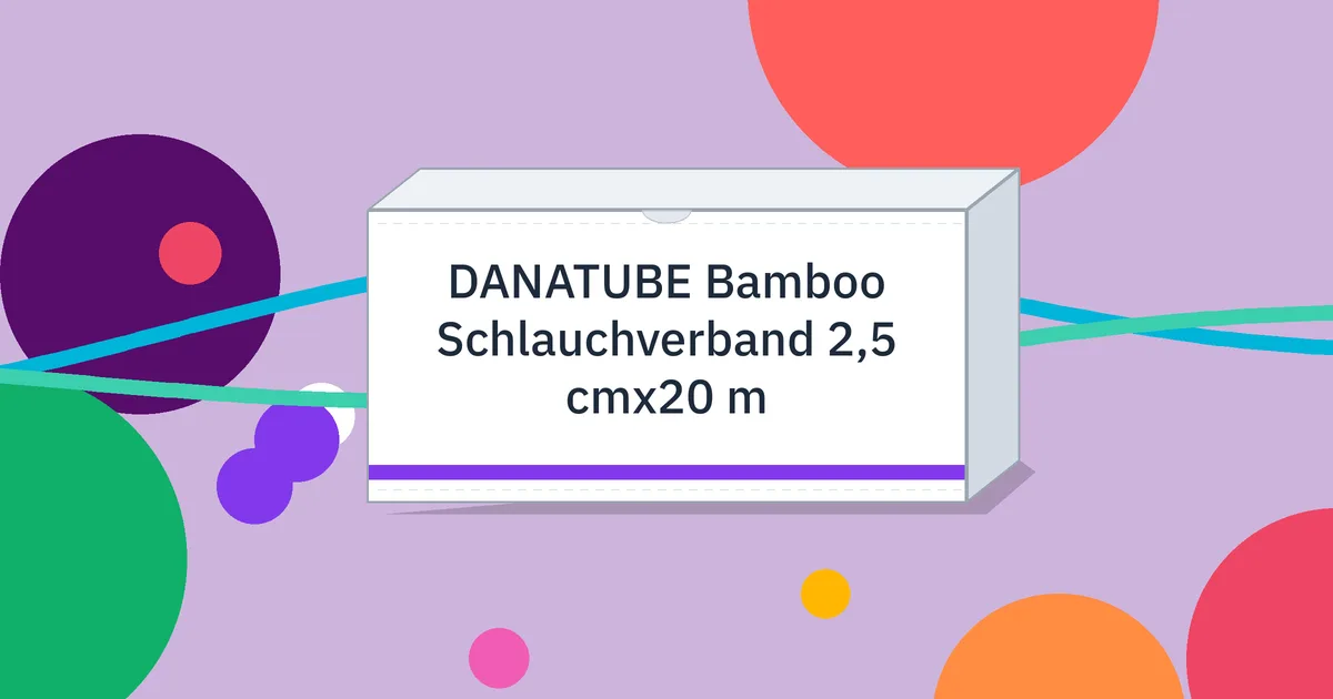Symbolbild: Packung mit der Aufschrift DANATUBE Bamboo Schlauchverband 2,5 cmx20 m (PZN 20810965) – Verfügbarkeit und Bezug in Apotheken in Frankfurt am Main