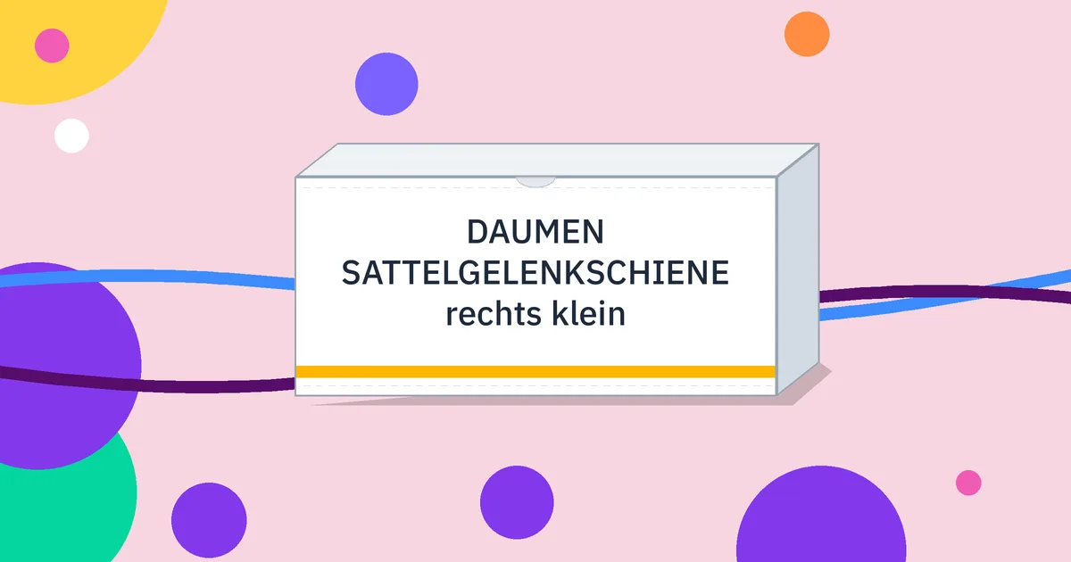 Symbolbild: Packung mit der Aufschrift DAUMEN SATTELGELENKSCHIENE rechts klein (PZN 07504927) – Verfügbarkeit und Bezug in Apotheken in Frankfurt am Main
