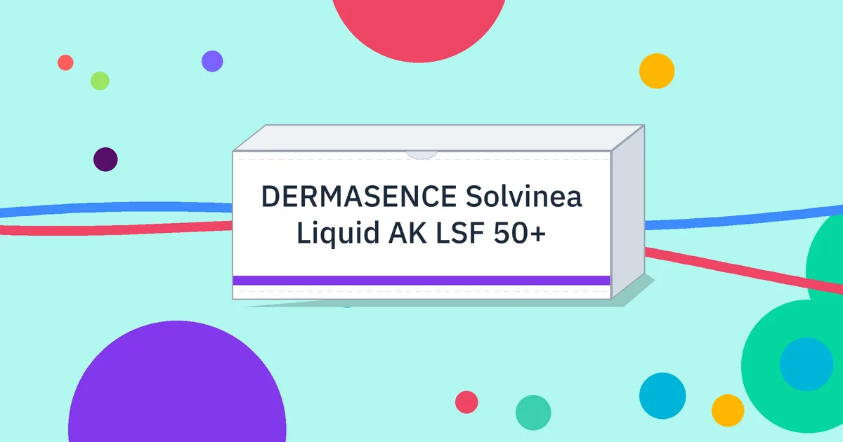 Symbolbild: Packung mit der Aufschrift DERMASENCE Solvinea Liquid AK LSF 50+ (PZN 17971104) – Verfügbarkeit und Bezug in Apotheken in Frankfurt am Main