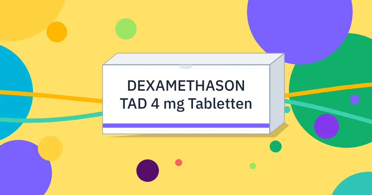Symbolbild: Packung mit der Aufschrift DEXAMETHASON TAD 4 mg Tabletten (PZN 13754404) – Verfügbarkeit und Bezug in Apotheken in Frankfurt am Main