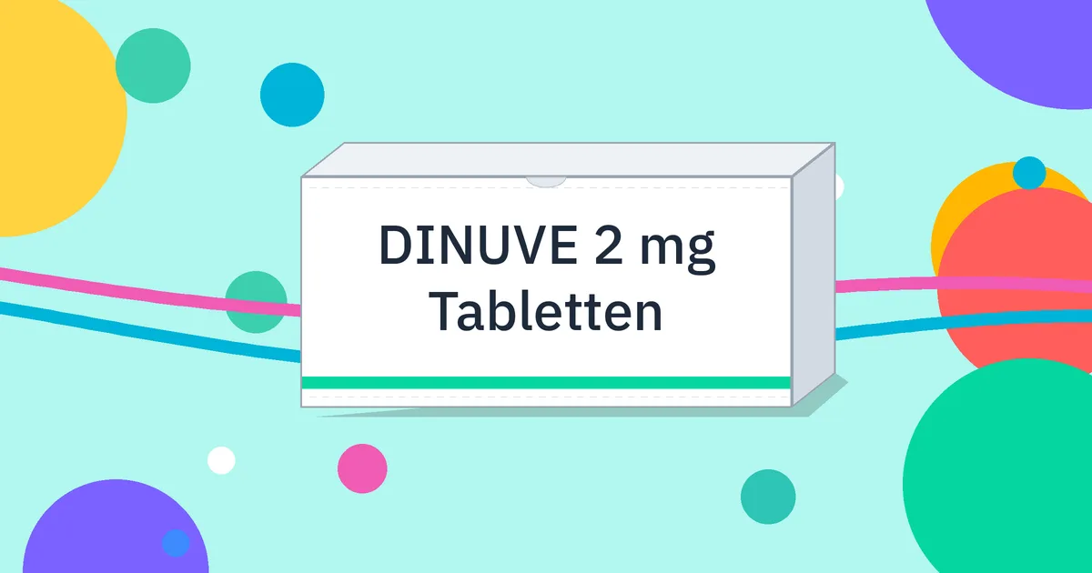 Symbolbild: Packung mit der Aufschrift DINUVE 2 mg Tabletten (PZN 15817729) – Verfügbarkeit und Bezug in Apotheken in Frankfurt am Main