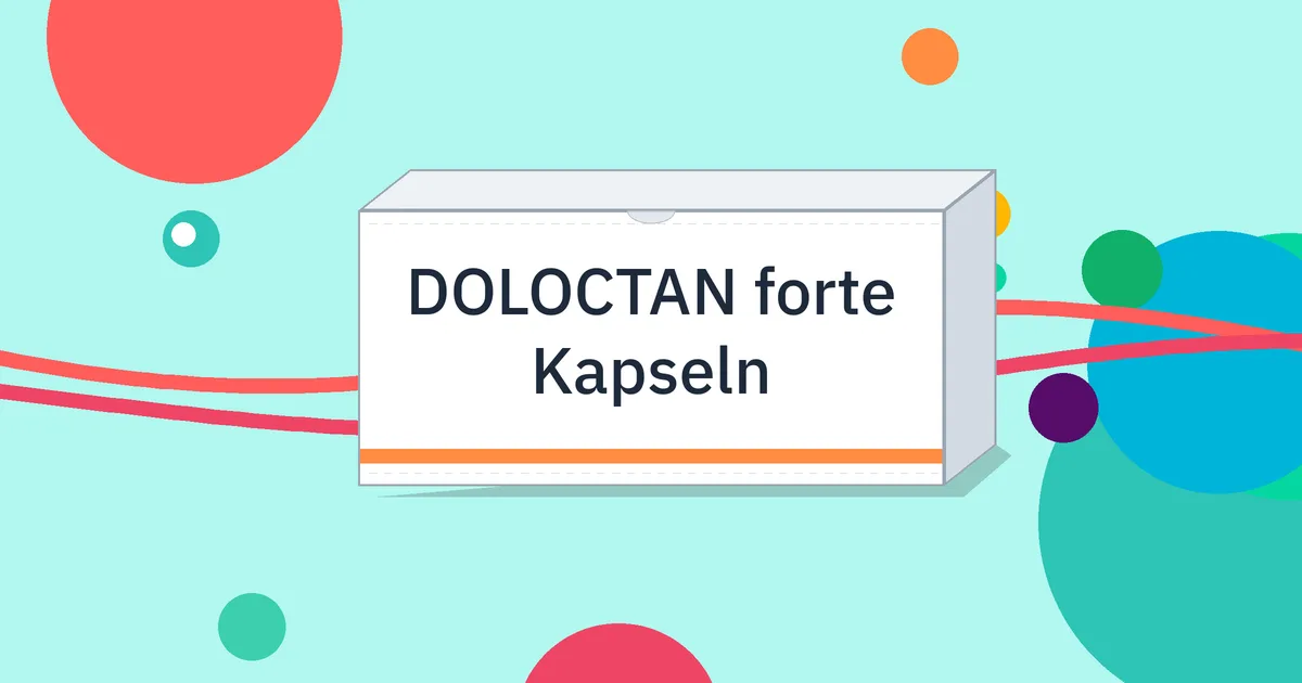 Symbolbild: Packung mit der Aufschrift DOLOCTAN forte Kapseln (PZN 10217249) – Verfügbarkeit und Bezug in Apotheken in Frankfurt am Main