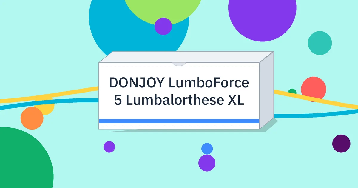 Symbolbild: Packung mit der Aufschrift DONJOY LumboForce 5 Lumbalorthese XL (PZN 19378209) – Verfügbarkeit und Bezug in Apotheken in Frankfurt am Main