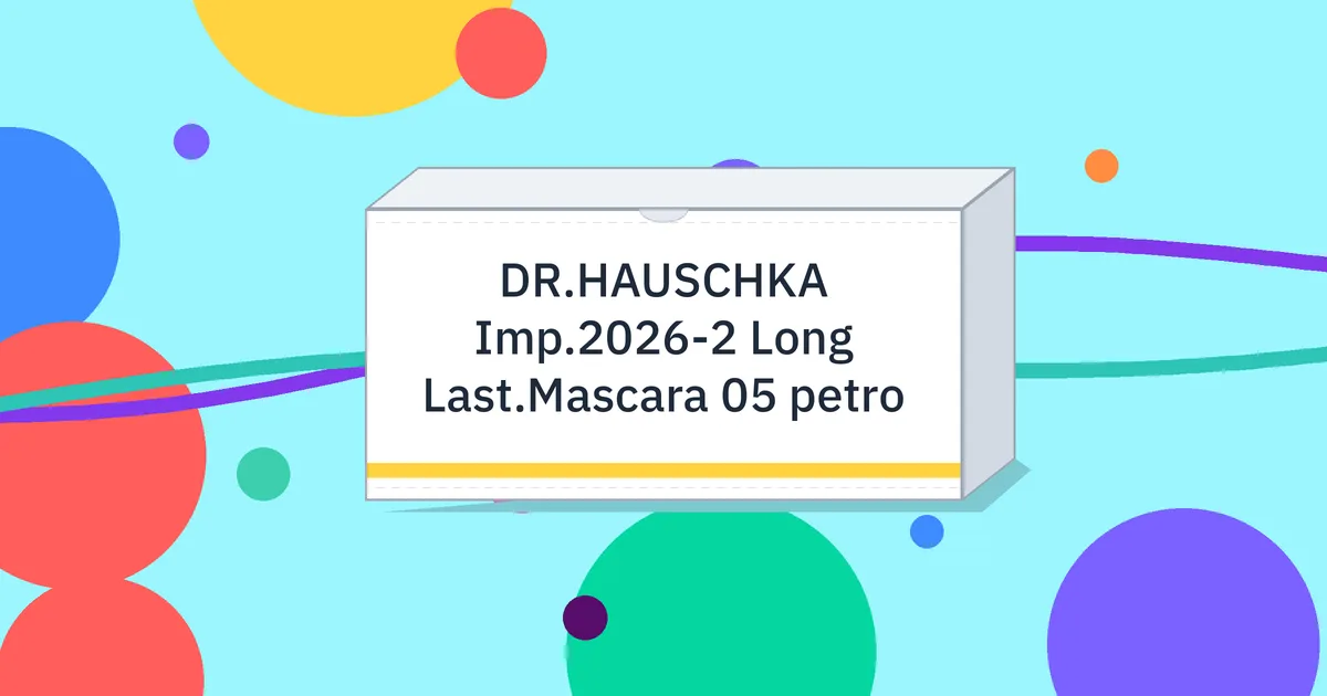 Symbolbild: Packung mit der Aufschrift DR.HAUSCHKA Imp.2026-2 Long Last.Mascara 05 petro (PZN 19869798) – Verfügbarkeit und Bezug in Apotheken in Frankfurt am Main