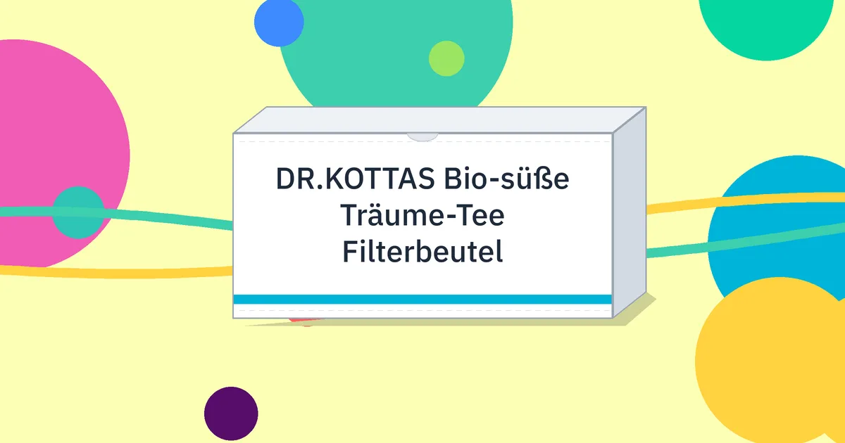Symbolbild: Packung mit der Aufschrift DR.KOTTAS Bio-süße Träume-Tee Filterbeutel (PZN 12608729) – Verfügbarkeit und Bezug in Apotheken in Frankfurt am Main