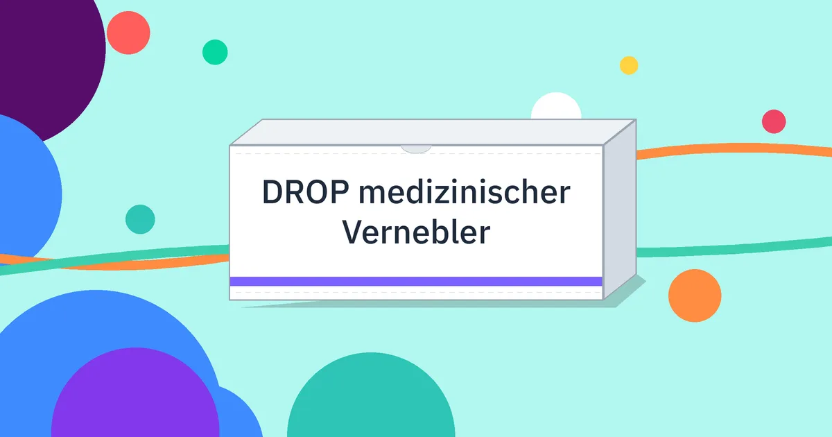 Symbolbild: Packung mit der Aufschrift DROP medizinischer Vernebler (PZN 19774170) – Verfügbarkeit und Bezug in Apotheken in Frankfurt am Main