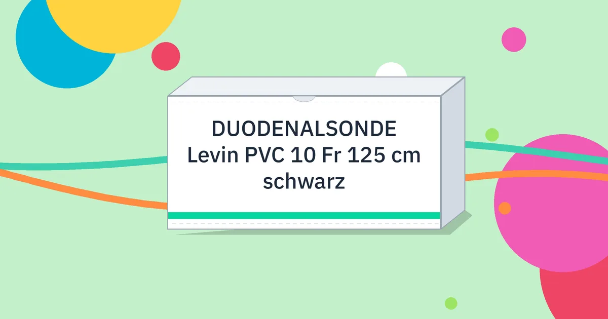 Symbolbild: Packung mit der Aufschrift DUODENALSONDE Levin PVC 10 Fr 125 cm schwarz (PZN 15624580) – Verfügbarkeit und Bezug in Apotheken in Frankfurt am Main