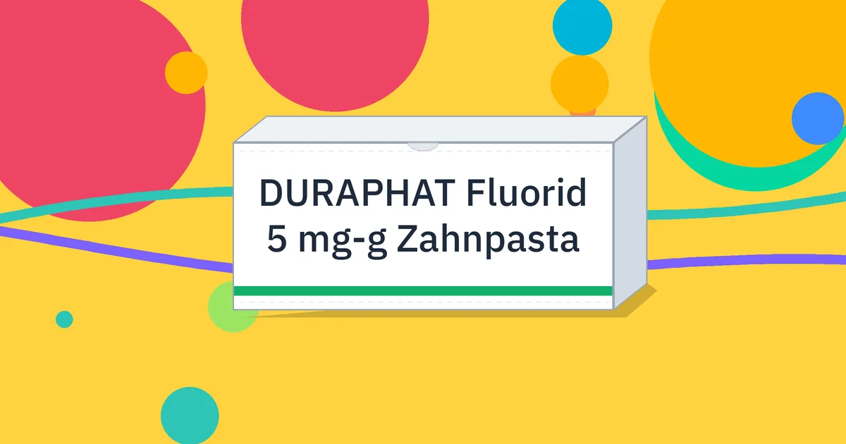 Symbolbild: Packung mit der Aufschrift DURAPHAT Fluorid 5 mg-g Zahnpasta (PZN 00322838) – Verfügbarkeit und Bezug in Apotheken in Frankfurt am Main