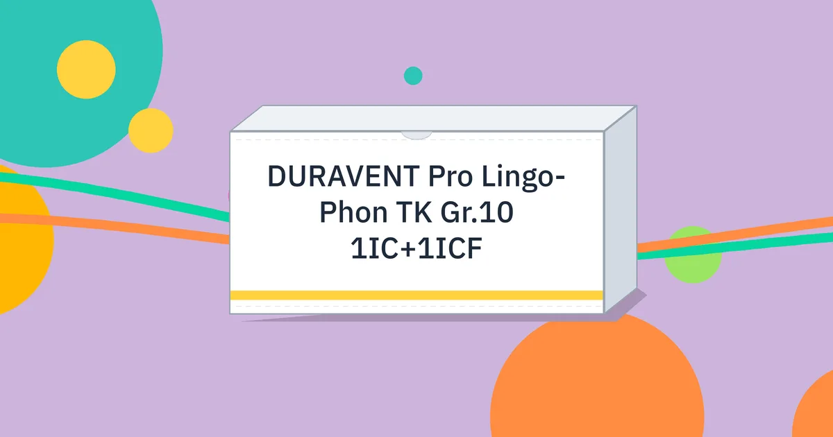Symbolbild: Packung mit der Aufschrift DURAVENT Pro Lingo-Phon TK Gr.10 1IC+1ICF (PZN 19246241) – Verfügbarkeit und Bezug in Apotheken in Frankfurt am Main