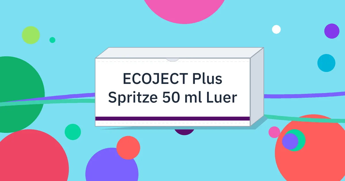 Symbolbild: Packung mit der Aufschrift ECOJECT Plus Spritze 50 ml Luer (PZN 00890005) – Verfügbarkeit und Bezug in Apotheken in Frankfurt am Main