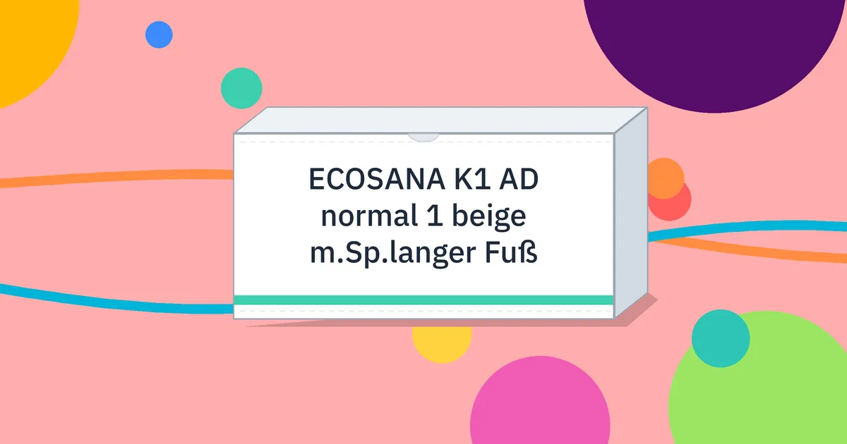 Symbolbild: Packung mit der Aufschrift ECOSANA K1 AD normal 1 beige m.Sp.langer Fuß (PZN 04724278) – Verfügbarkeit und Bezug in Apotheken in Frankfurt am Main