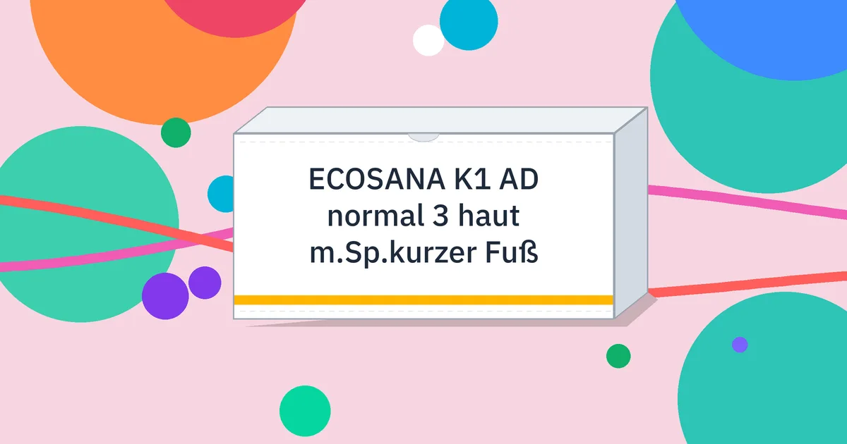 Symbolbild: Packung mit der Aufschrift ECOSANA K1 AD normal 3 haut m.Sp.kurzer Fuß (PZN 04724723) – Verfügbarkeit und Bezug in Apotheken in Frankfurt am Main