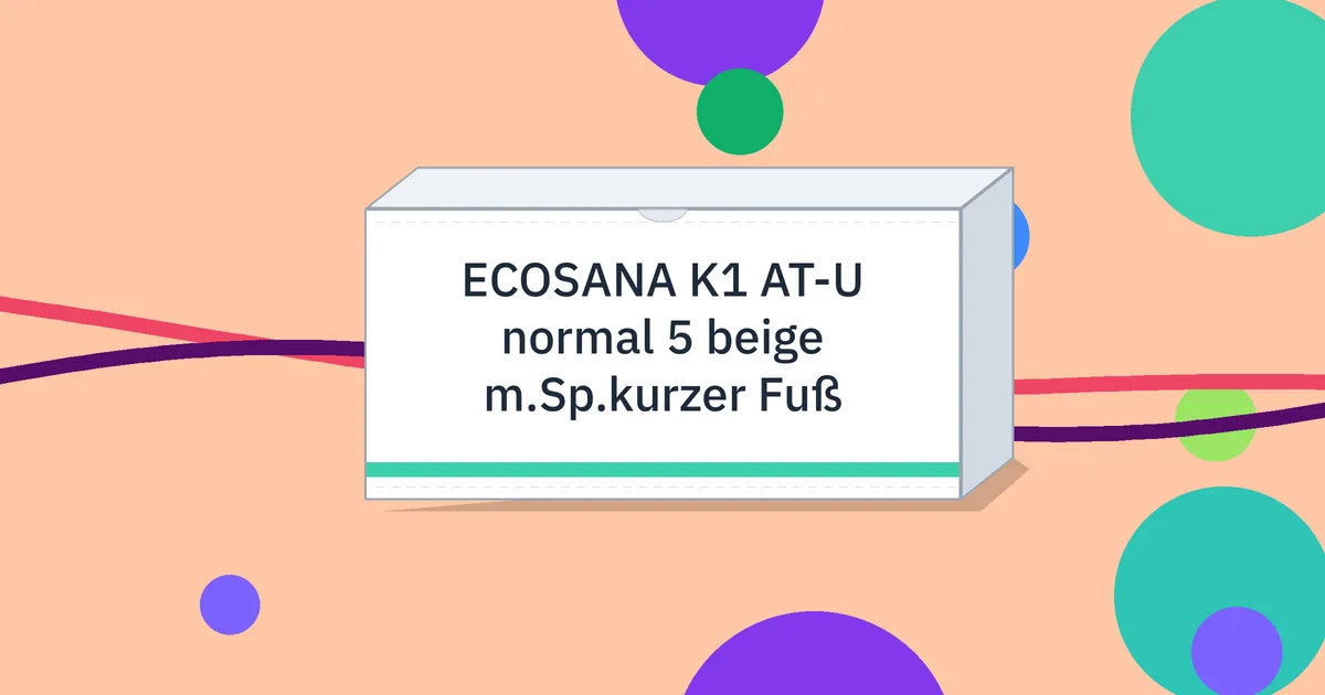 Symbolbild: Packung mit der Aufschrift ECOSANA K1 AT-U normal 5 beige m.Sp.kurzer Fuß (PZN 04734561) – Verfügbarkeit und Bezug in Apotheken in Frankfurt am Main