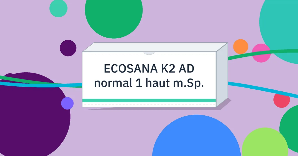 Symbolbild: Packung mit der Aufschrift ECOSANA K2 AD normal 1 haut m.Sp. (PZN 01333206) – Verfügbarkeit und Bezug in Apotheken in Frankfurt am Main