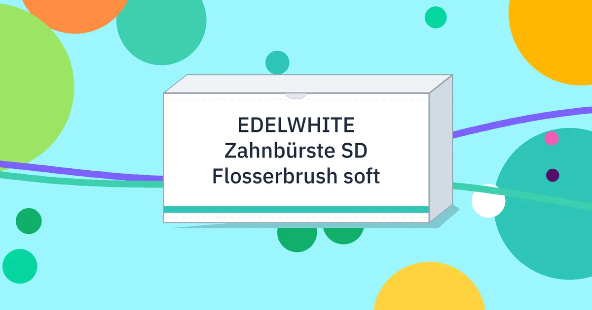 Symbolbild: Packung mit der Aufschrift EDELWHITE Zahnbürste SD Flosserbrush soft (PZN 04829830) – Verfügbarkeit und Bezug in Apotheken in Frankfurt am Main