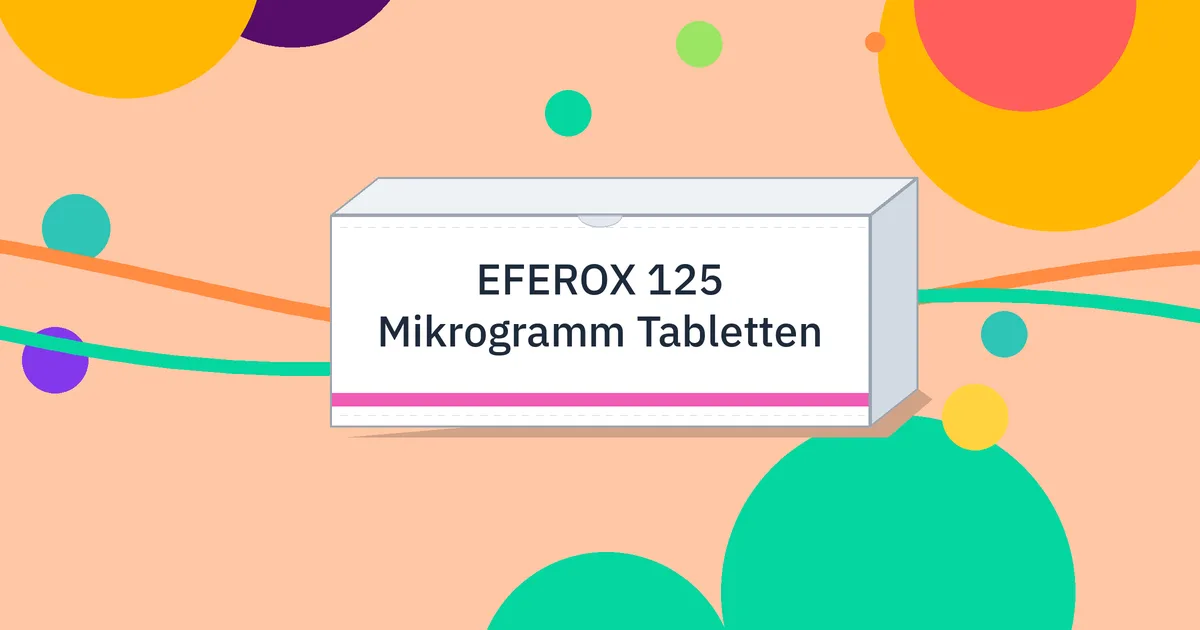 Symbolbild: Packung mit der Aufschrift EFEROX 125 Mikrogramm Tabletten (PZN 04315143) – Verfügbarkeit und Bezug in Apotheken in Frankfurt am Main