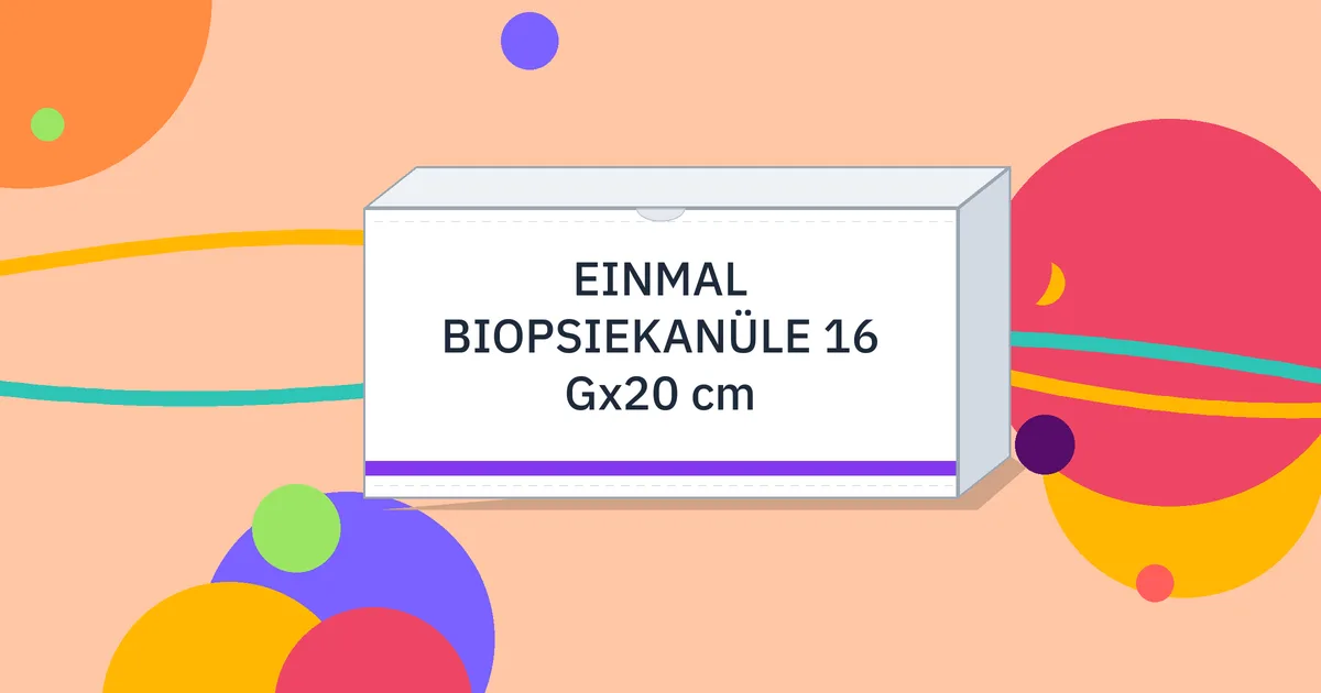 Symbolbild: Packung mit der Aufschrift EINMAL BIOPSIEKANÜLE 16 Gx20 cm (PZN 12503373) – Verfügbarkeit und Bezug in Apotheken in Frankfurt am Main