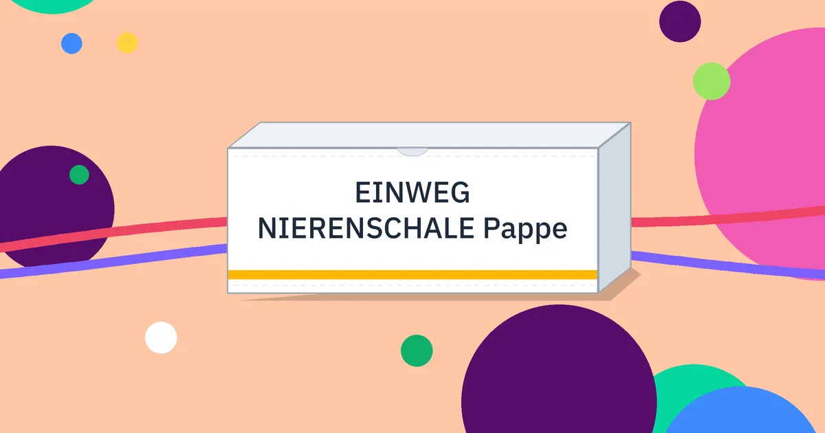 Symbolbild: Packung mit der Aufschrift EINWEG NIERENSCHALE Pappe (PZN 15746633) – Verfügbarkeit und Bezug in Apotheken in Frankfurt am Main