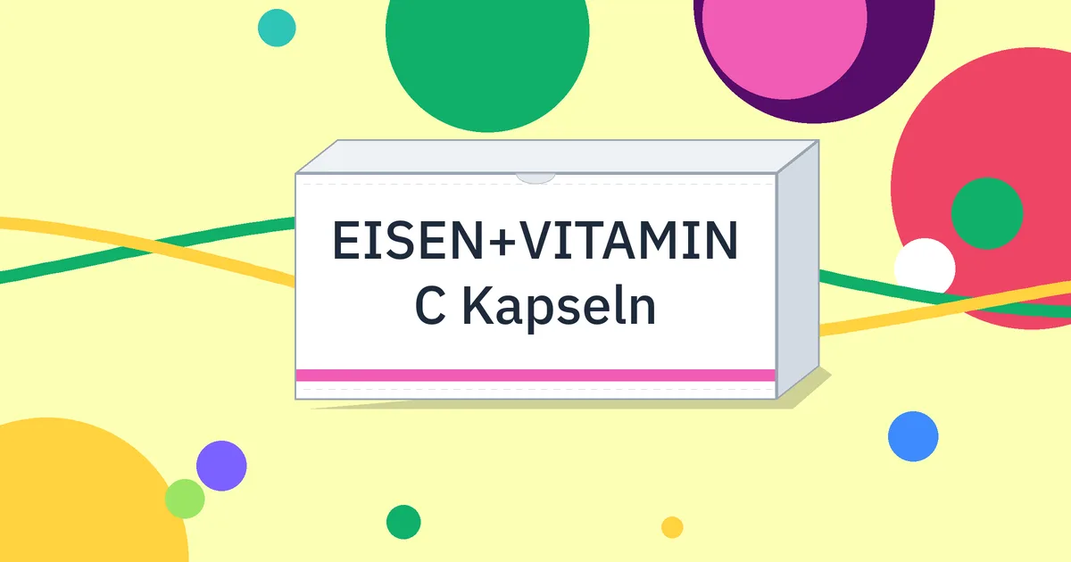 Symbolbild: Packung mit der Aufschrift EISEN+VITAMIN C Kapseln (PZN 19798236) – Verfügbarkeit und Bezug in Apotheken in Frankfurt am Main